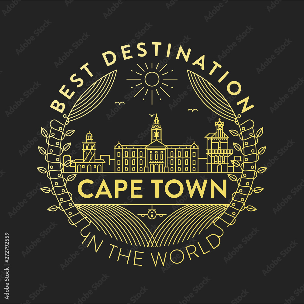Vector Cape Town City Badge, Linear Style Stock Vector | Adobe Stock
