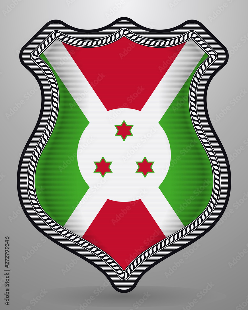 Flag of Burundi. Vector Badge and Icon. Horizontal Orientation Version ...