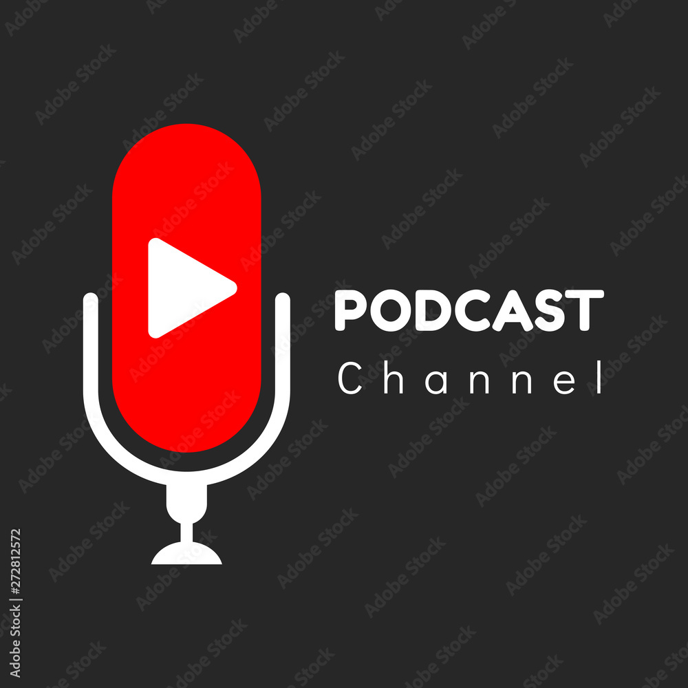 logo or icon podcast channel with black background,vector graphic Stock ...