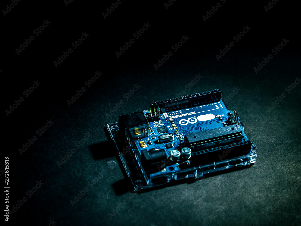 Arduino control broad element on the dark background Stock Photo ...