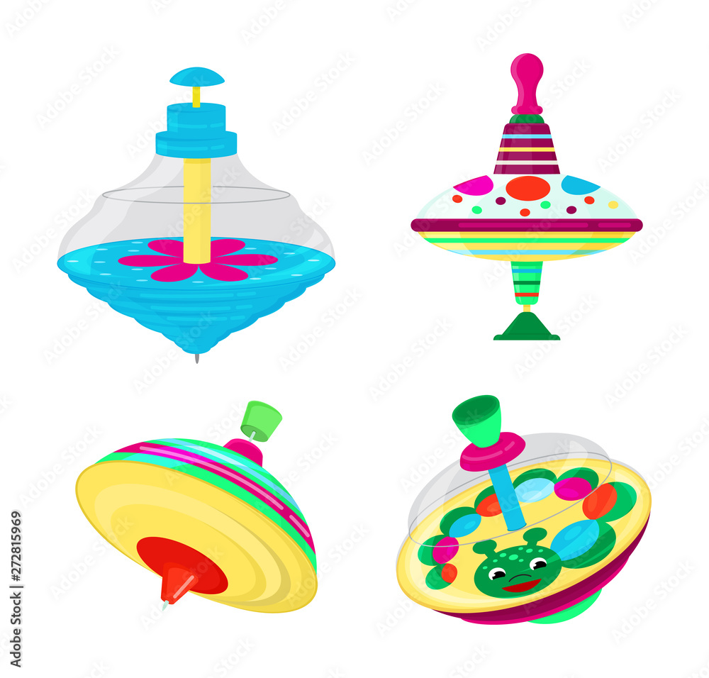 Top toy vector kids whirligig humming spinner colorful spinning playing ...
