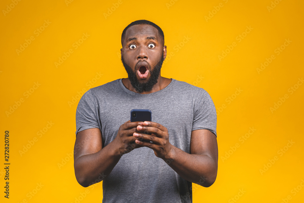 Great news! Portrait of handsome excited cheerful joyful delightful ...