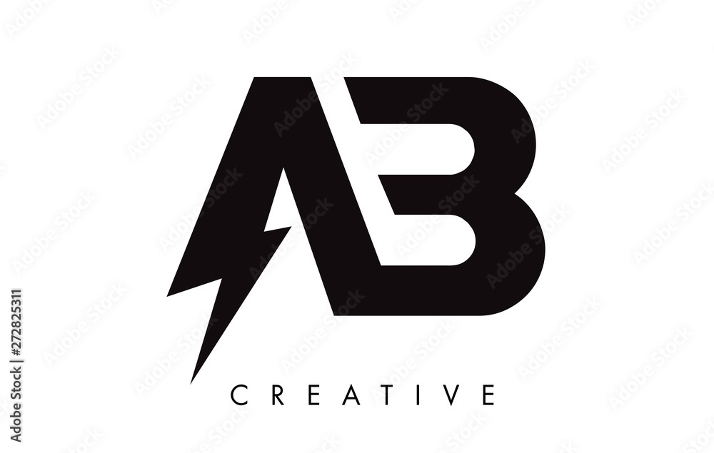 AB Letter Logo Design With Lighting Thunder Bolt. Electric Bolt Letter ...