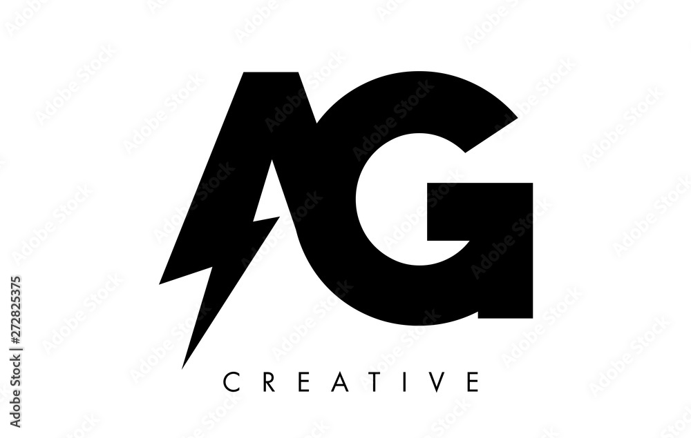 AG Letter Logo Design With Lighting Thunder Bolt. Electric Bolt Letter ...