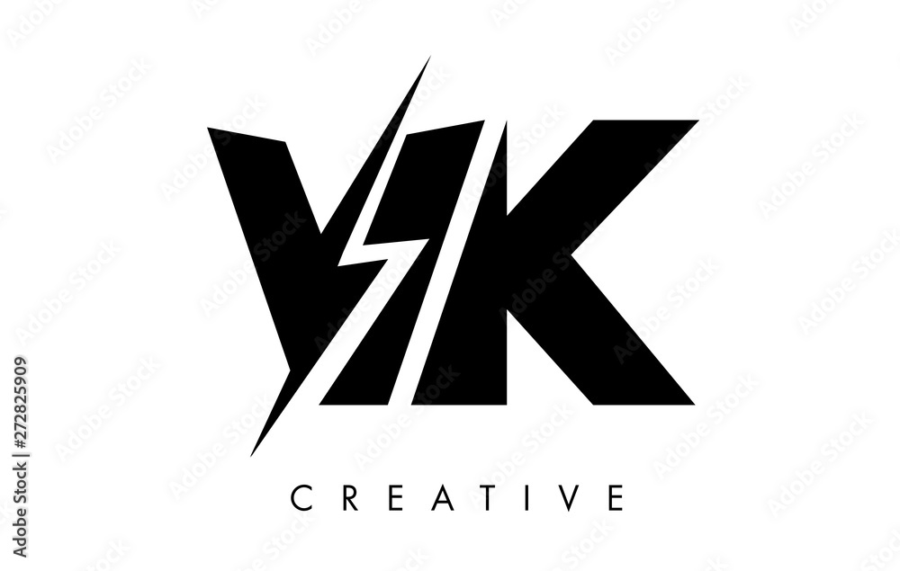 VK Letter Logo Design With Lighting Thunder Bolt. Electric Bolt Letter ...