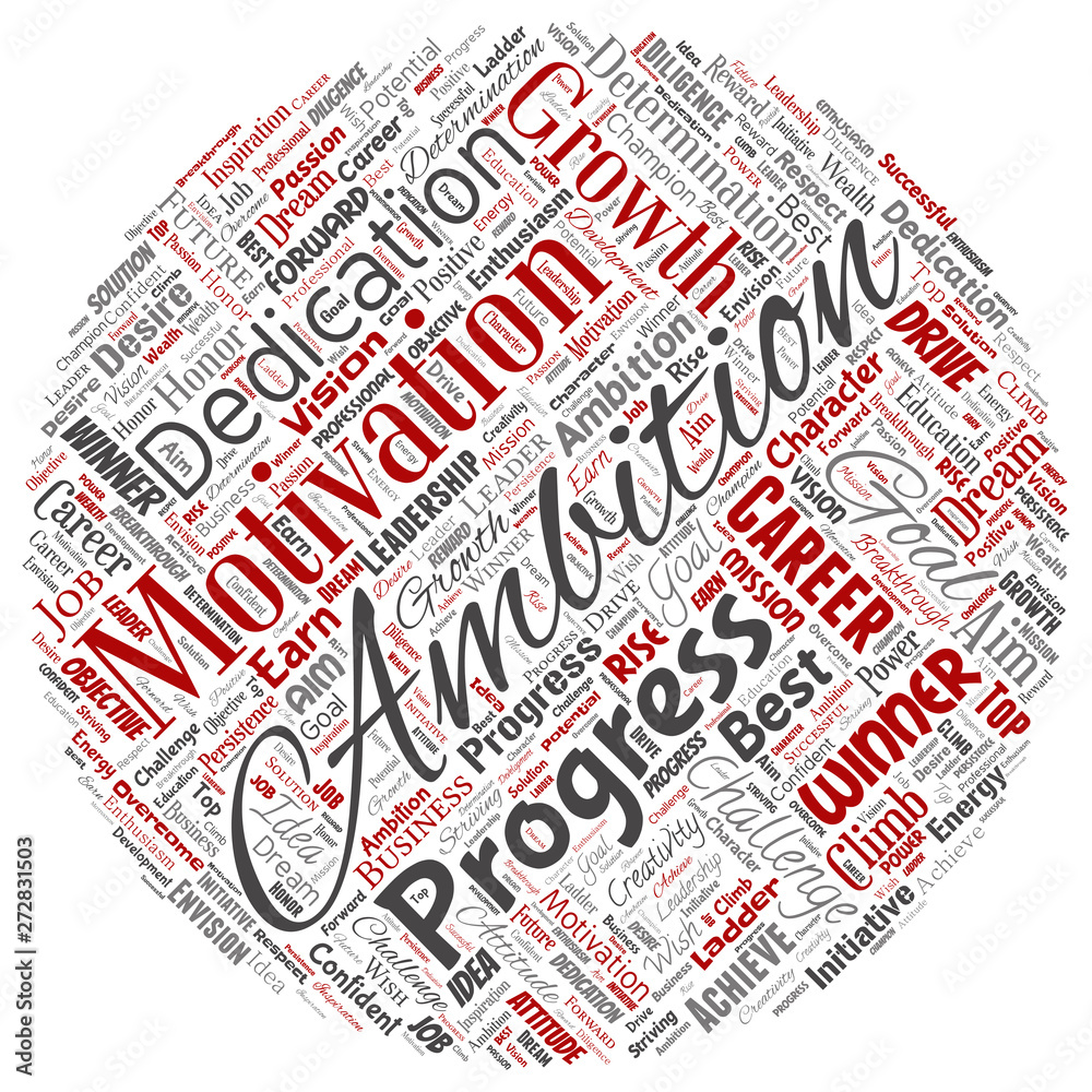 Vector conceptual leadership ambition or motivation round circle red ...