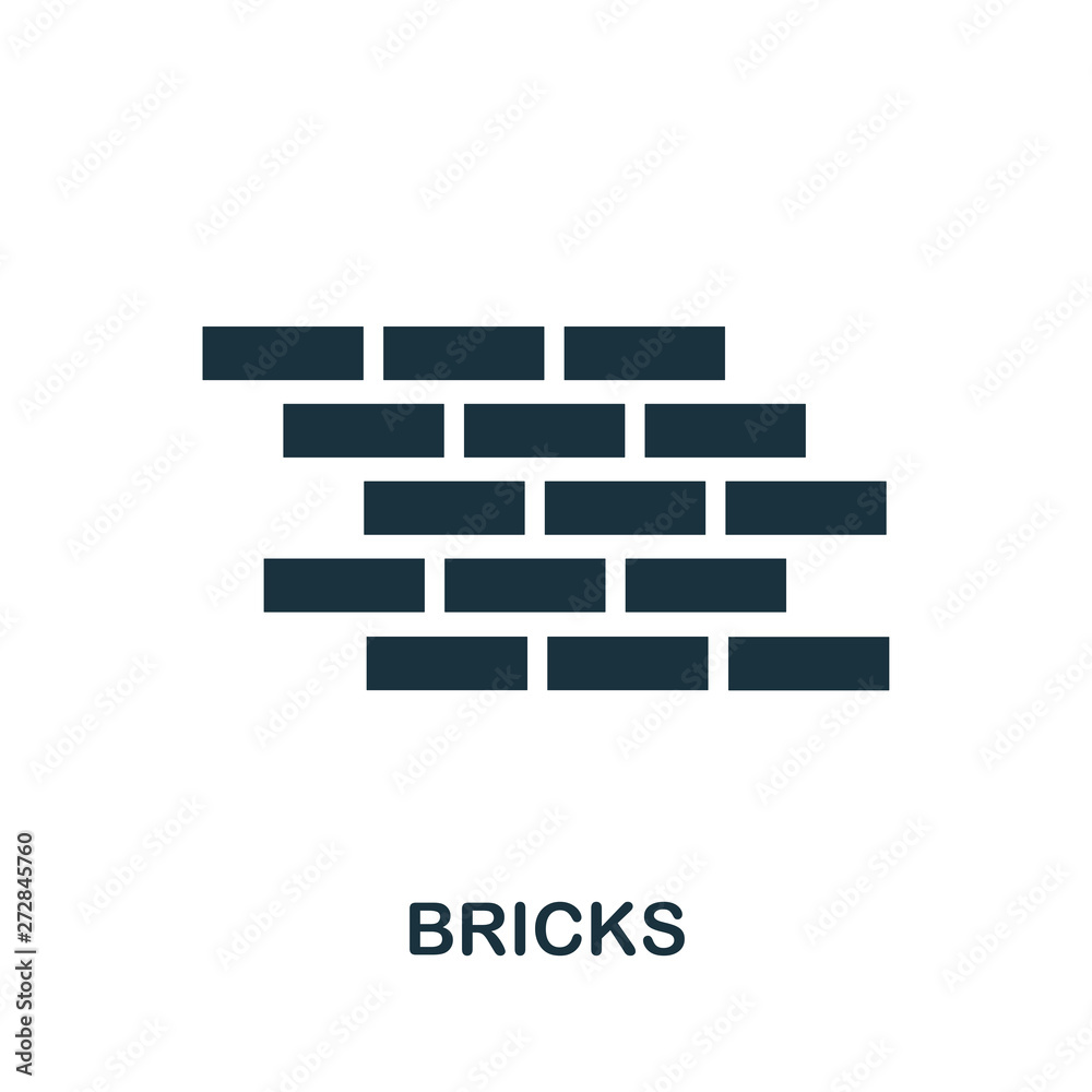 Bricks vector icon illustration. Creative sign from construction tools ...