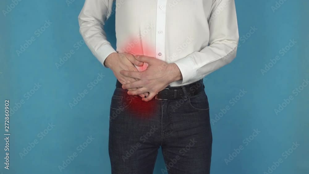 Kidney stone disease. Man has pain due to Appendicitis. Concept of ...