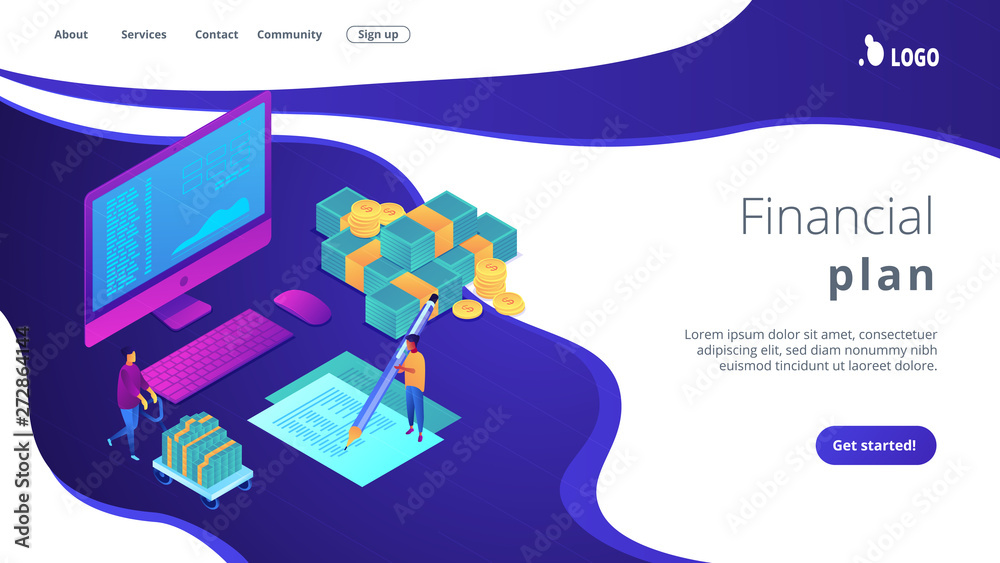 Financial analyst with computer and pen calculating cash flow statement ...