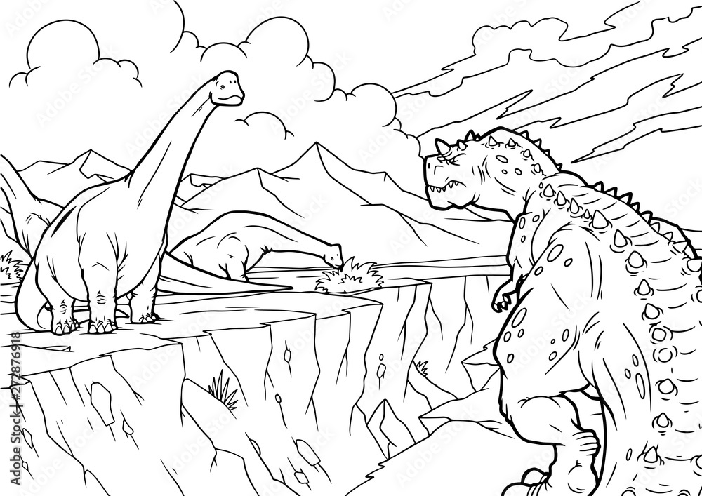 Coloring book dinosaur vector illustration. Stock Vector | Adobe Stock