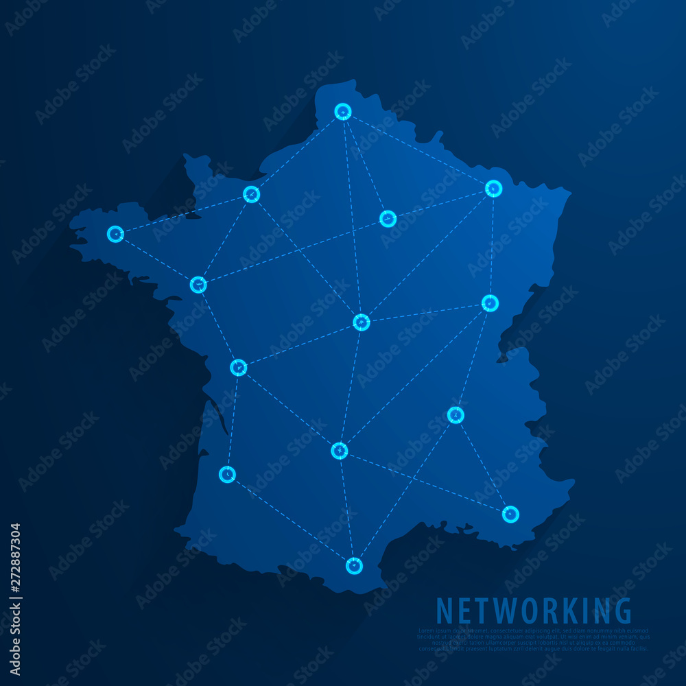 Simple blue France map background, vector Stock Vector | Adobe Stock
