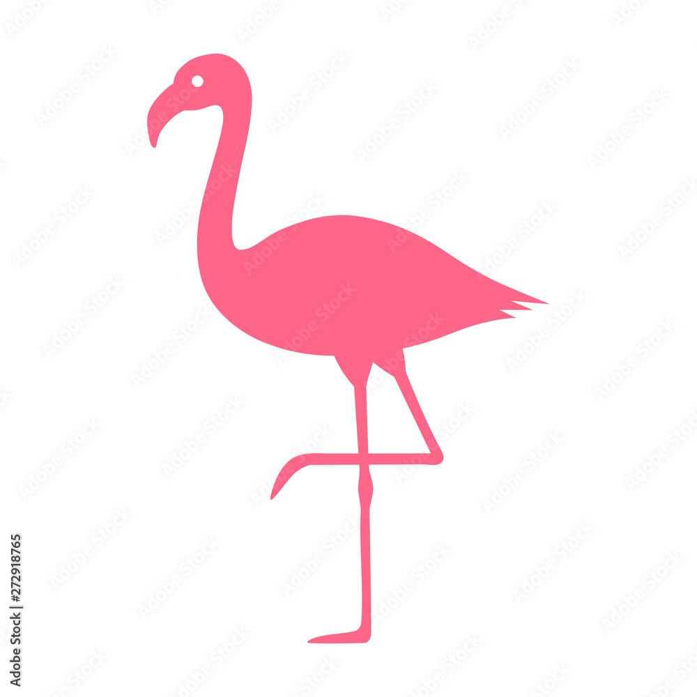 Pink flamingo bird flat vector color icon for wildlife apps and ...