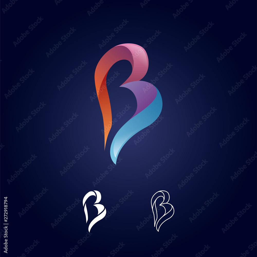 Letter B logo sign. Paper material design, flat and line style - Vector ...