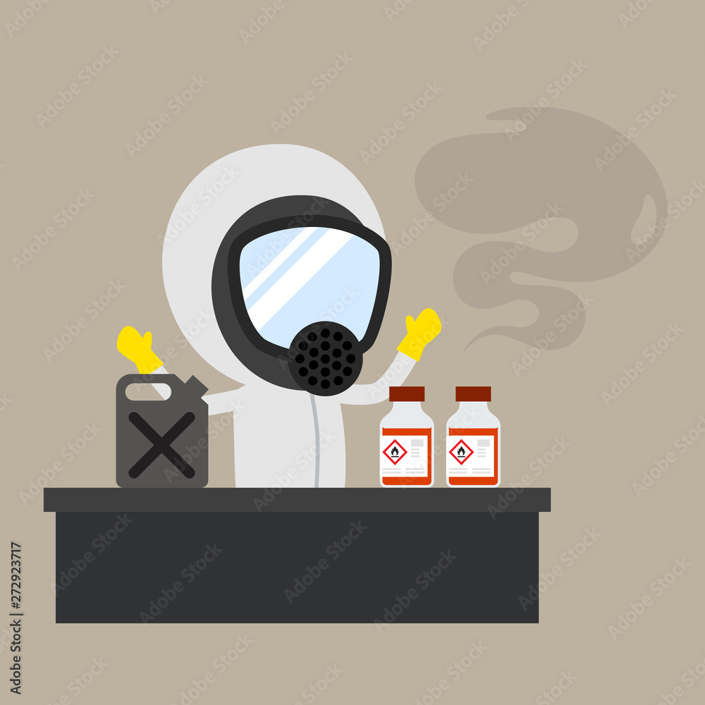 Treat chemicals, Vector illustration, Safety and accident, Industrial ...