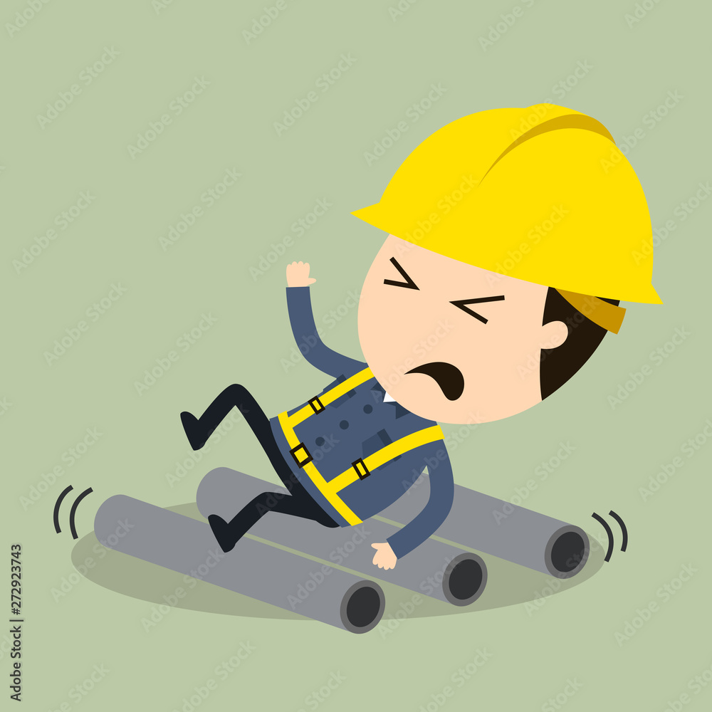 Vetor de Tripping on a pipe, Vector illustration, Safety and accident ...