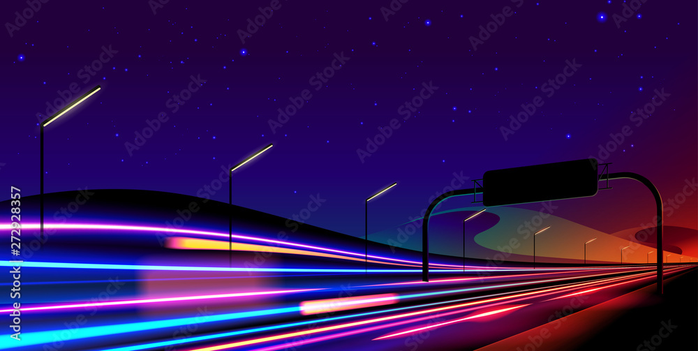 Vector art of dynamic light motion, light trail, high speed effect ...