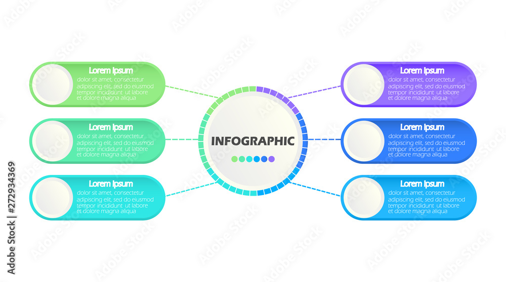Fototapeta mapa świata dla dzieci Infographic. Blank template. 6 options. Organization chart ...