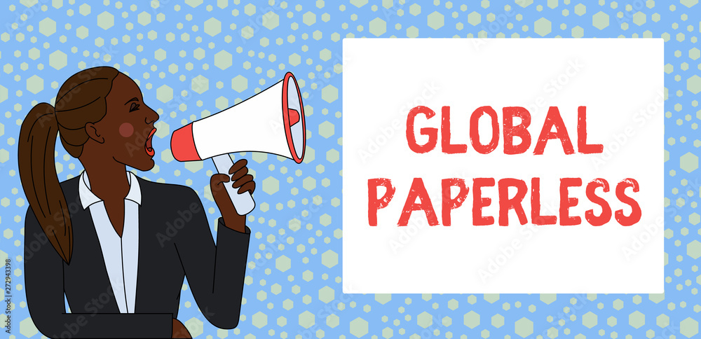 Text sign showing Global Paperless. Business photo text going for ... Text sign showing Global Paperless. Business photo text going for ...