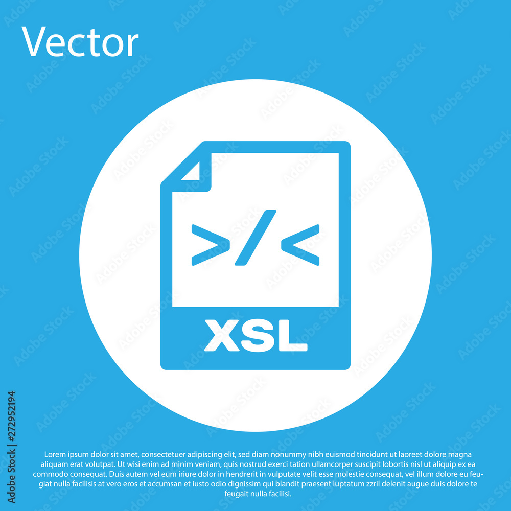 Blue Xsl File Document Icon Download Xsl Button Icon Isolated On Blue Background Excel File