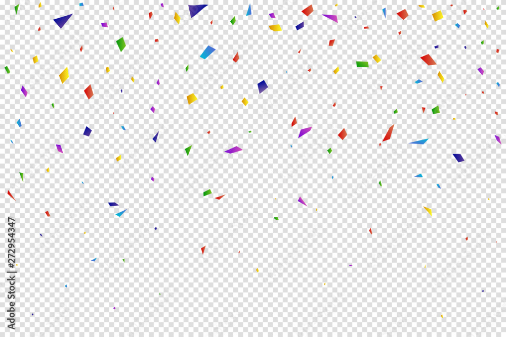 Colorful confetti on a transparent background. Vector illustration ...