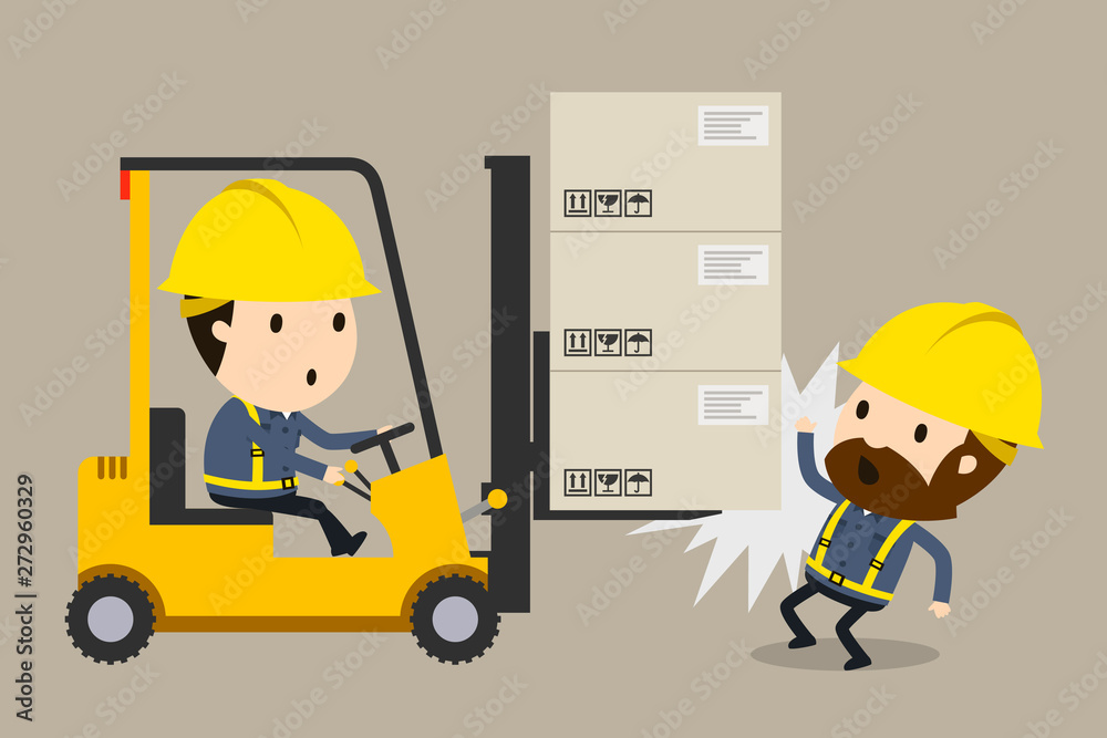 Collision during forklift operation, Vector illustration, Safety and ...