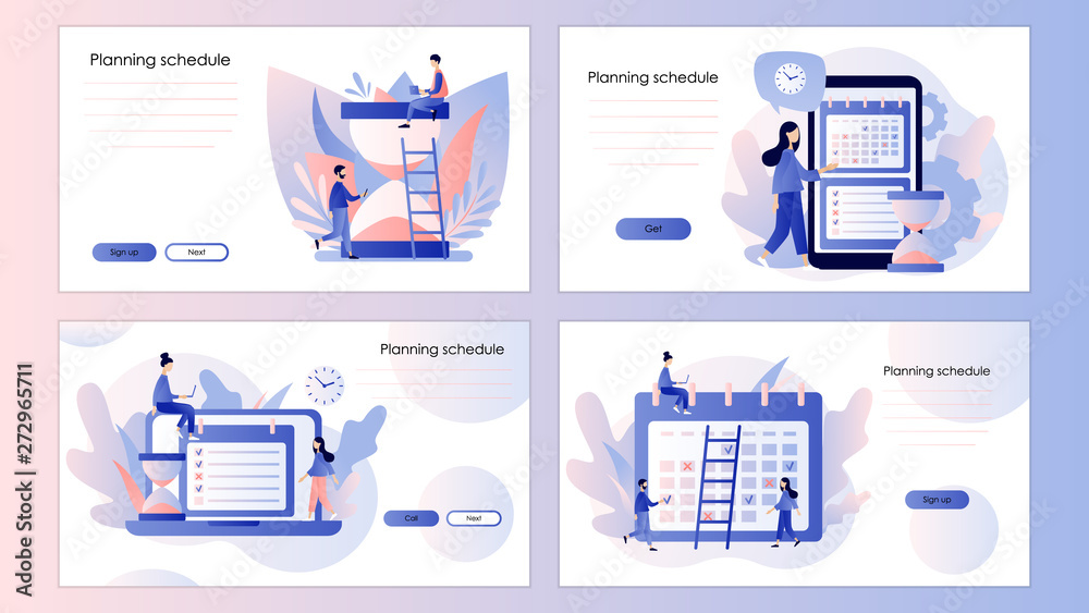 Planning schedule concept. Screen template for mobile smart phone ...