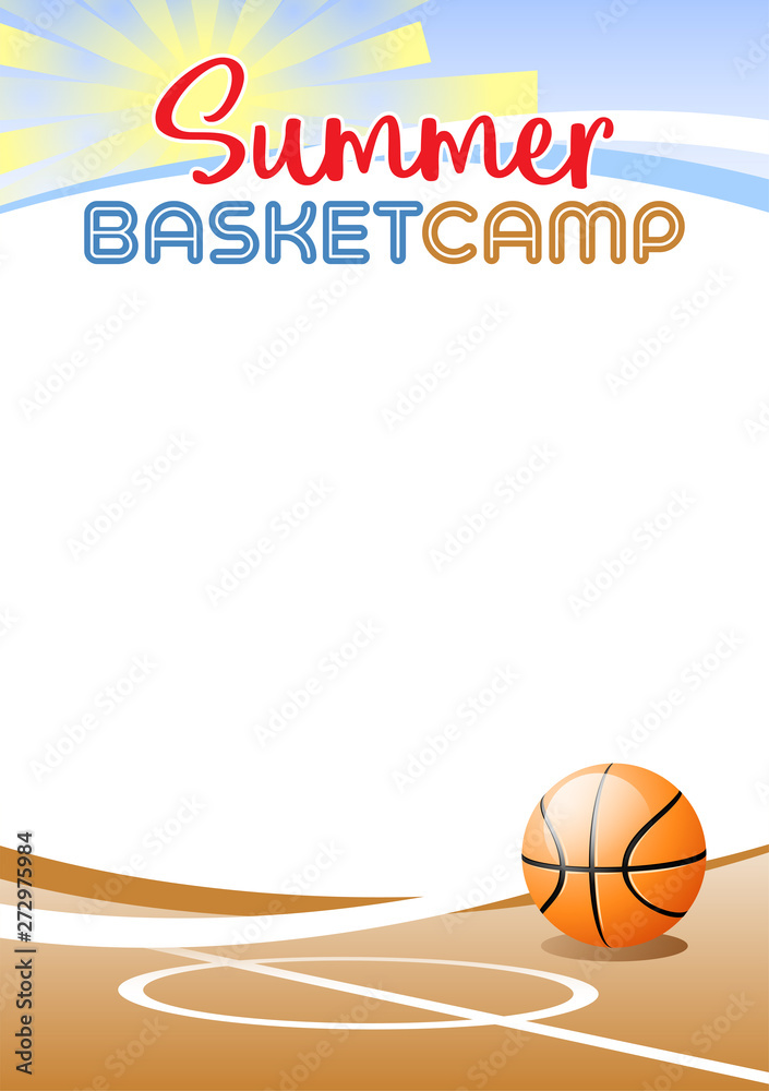 Vetor de Summer Basketball Camp. Template poster with realistic ...