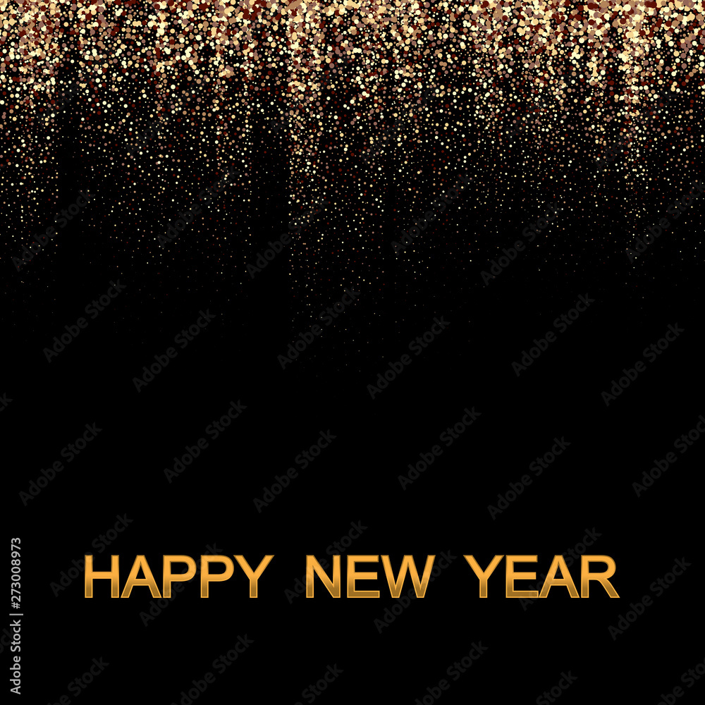 Golden texture. Falling gold dust particles on black background Stock ...