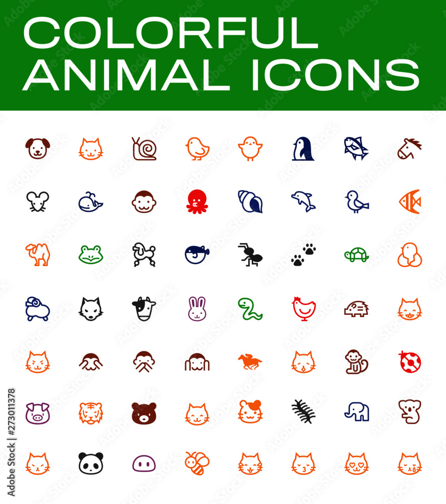Isolated Cute Animal Vector Emojis, Emoticons, Flat Icons Stock Vector ...