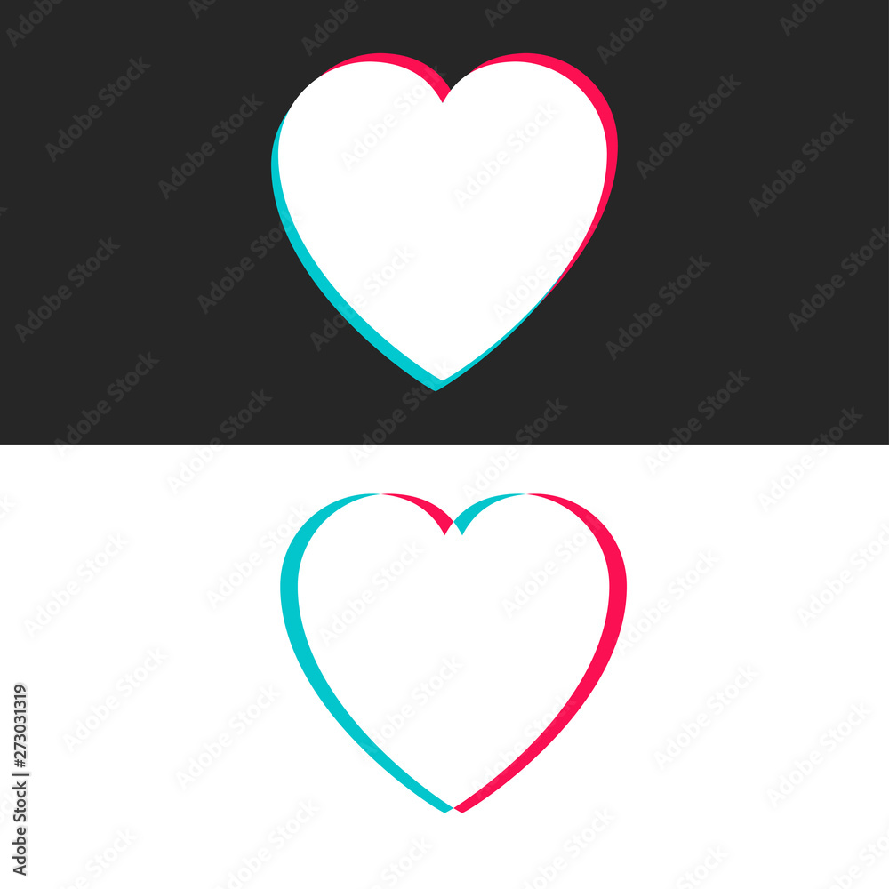 Heart icon graphic in modern flat style isolated on background. Heart ...