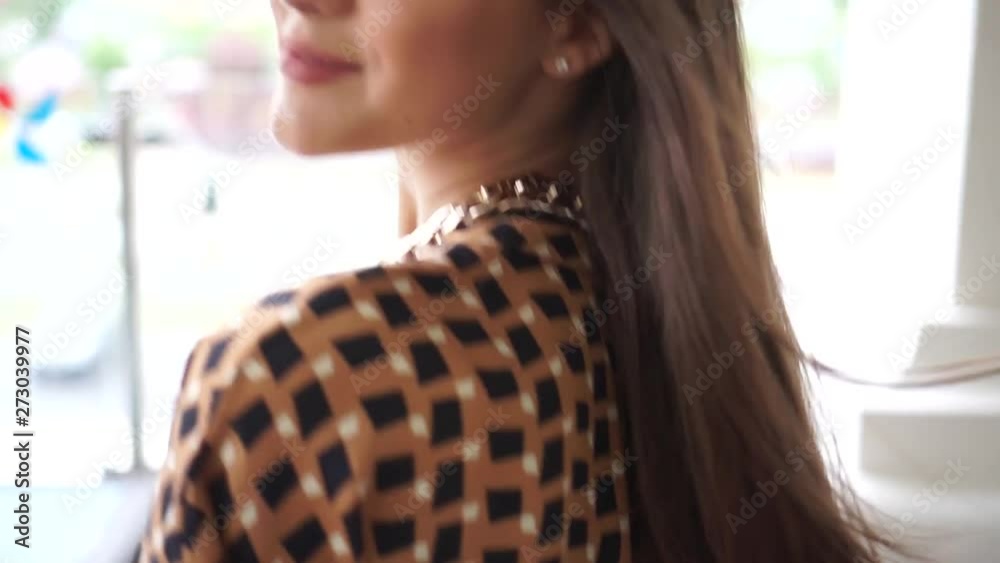 Beautiful girl model posing on the balcony in a bright dress. Stock ...