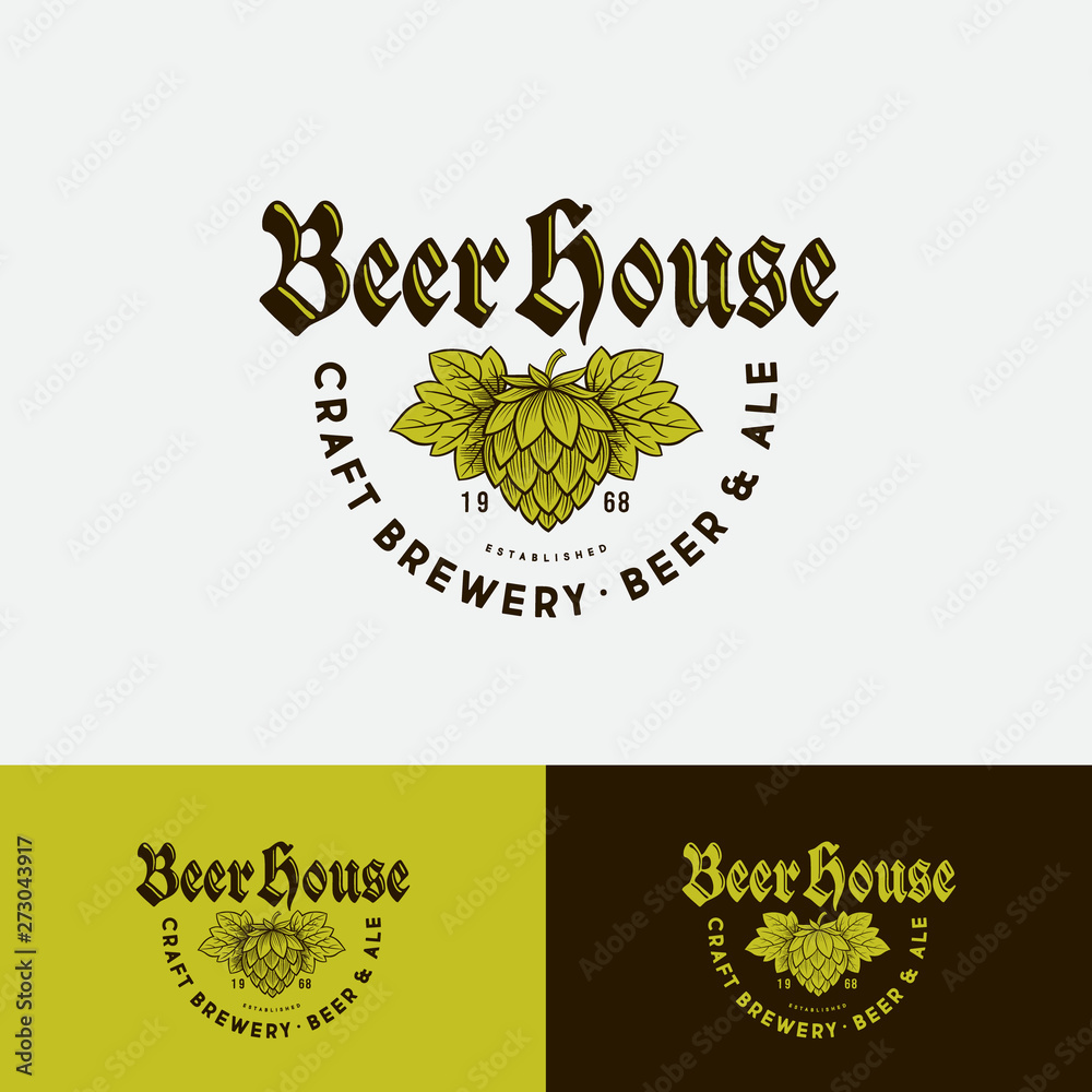 Beer House Logo. Brewing Company Logo. Beer Pub emblem on Different ...