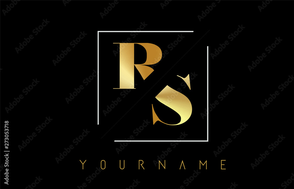 RS Golden Letter Logo with Cutted and Intersected Design Stock Vector ...