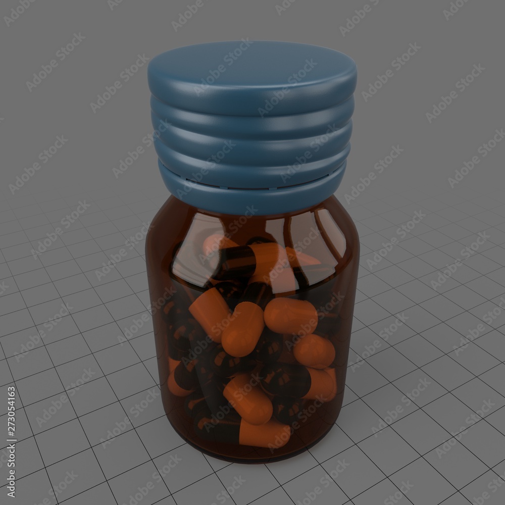 Capsules in glass bottle Stock 3D asset | Adobe Stock
