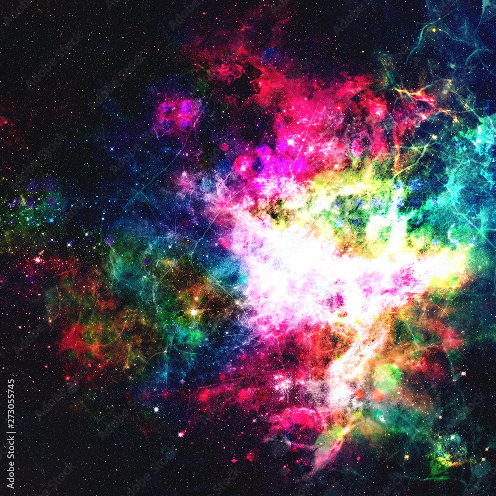 Abstract colorful space background. Stars of a planet and galaxy in ...