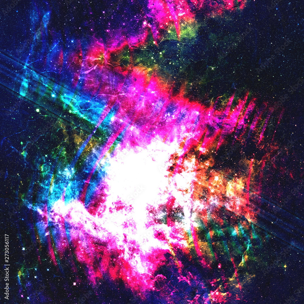 Abstract colorful space background. Stars of a planet and galaxy in ...