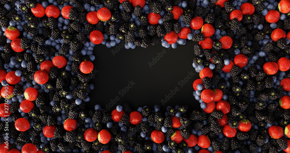 Fruits of the forest background, ultra realistic 3d rendering Stock ...
