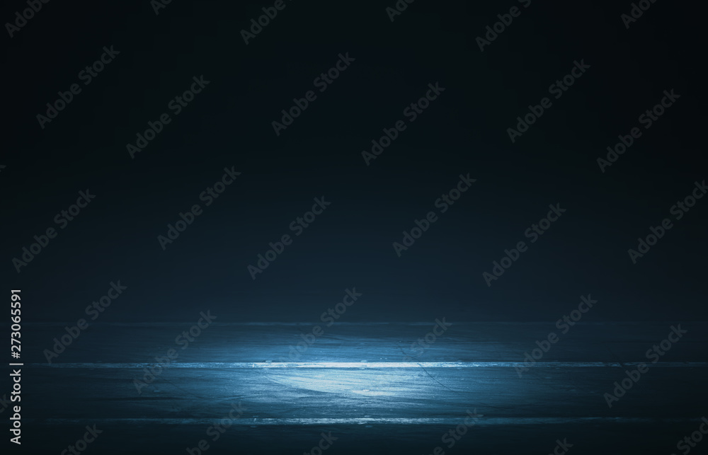 Empty background scene. Dark street reflection on the wet pavement ...