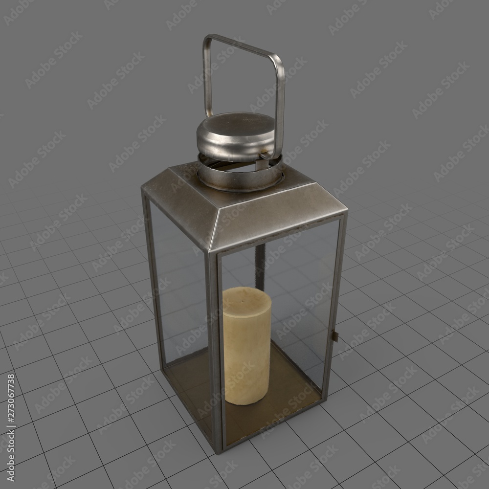 Metal lantern with candle Stock 3D asset | Adobe Stock