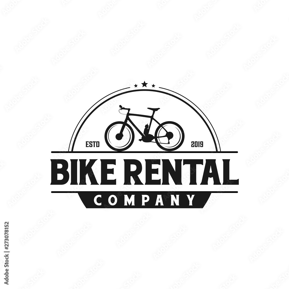 Bike rental company vintage logo design Stock Vector | Adobe Stock