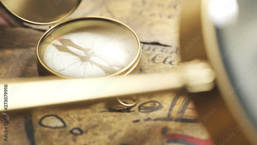 Treasure map with treasure spot marked by x sign seen through a ...