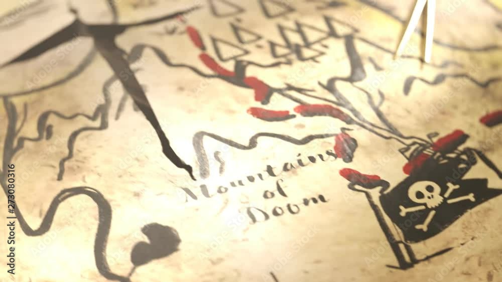 Stockvideon Funny hand-drawn ancient map with animated drawings ...