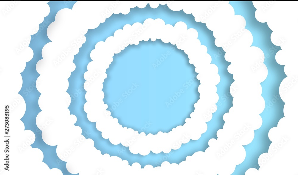 sky with cloud circle shape background, vector ,illustration, paper art ...