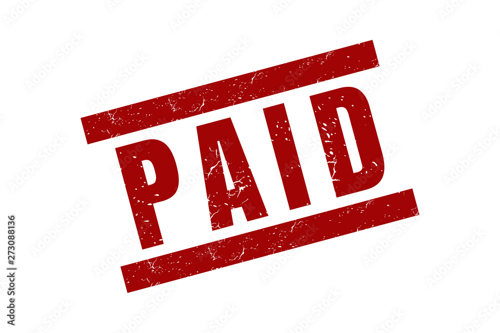 Paid watermark stamp. Rubber seal stamp with dirty texture. Vector red ...