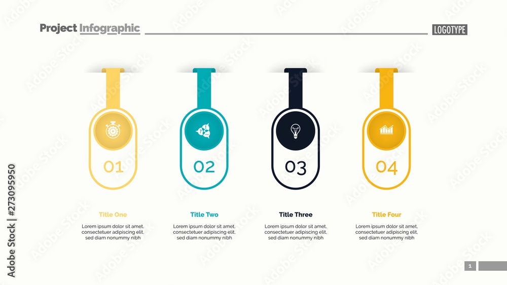 Four options infographic diagram. Step chart, option graph, layout ...