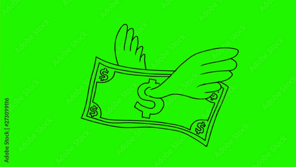 2d Animation motion graphics drawing of a United States dollar bill ...
