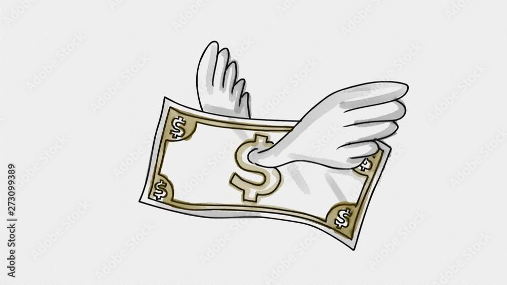 2d Animation motion graphics showing a watercolor of a US dollar bill ...