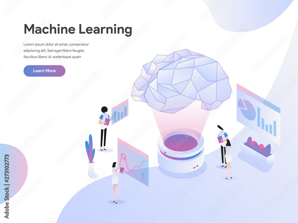 Landing page template of Machine Learning Illustration Concept. Flat ...