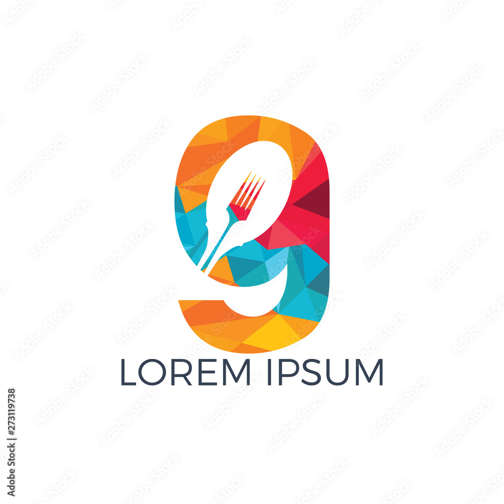 Letter G food logo vector illustration template. Spoon with letter G ...