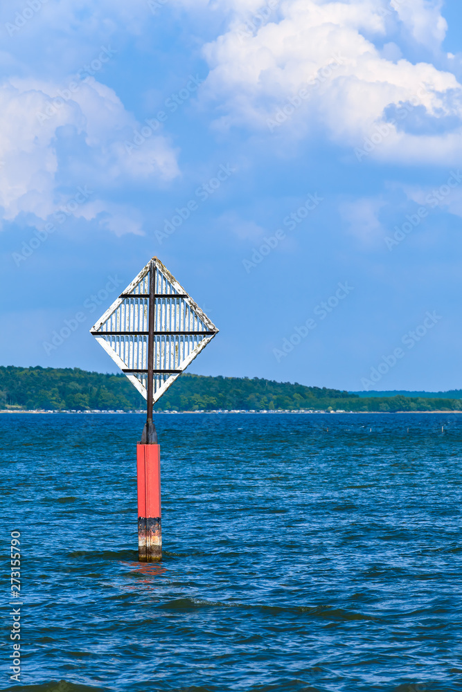 Harbor Sign on Inland Water / Back of inland waterway navigation mark ...